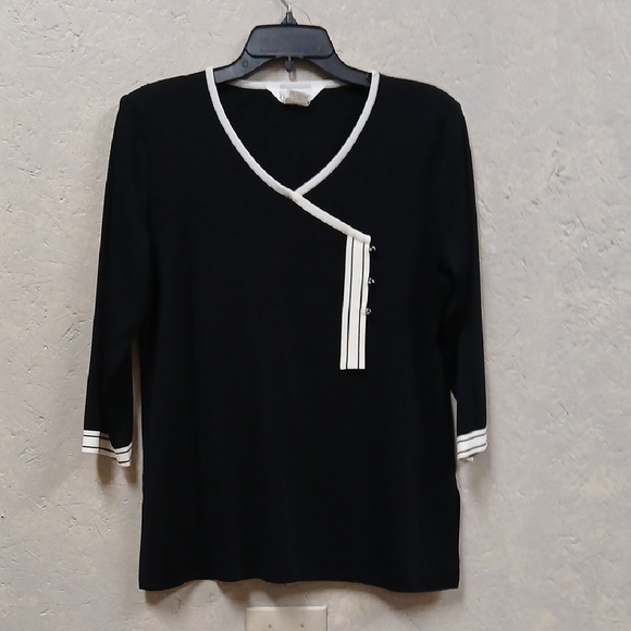 Misook | Sweaters | 329 Misook Size Large Black With White Trim 34 ...